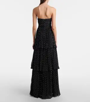 SELF-PORTRAIT Embellished Polka-dot Tiered Gown