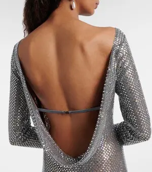 SELF-PORTRAIT Embellished Maxi Dress In Heather - Grey
