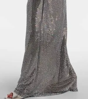 SELF-PORTRAIT Embellished Maxi Dress In Heather - Grey