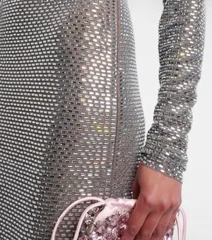 SELF-PORTRAIT Embellished Maxi Dress In Heather - Grey