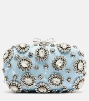 SELF-PORTRAIT Crystal-embellished Clutch - Blue