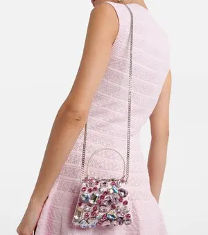 SELF-PORTRAIT Mini Embellished Top-handle Bag - Pink