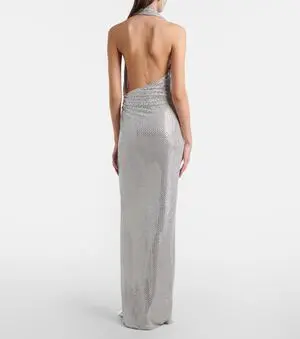 SELF-PORTRAIT Embellished Maxi Dress - Grey