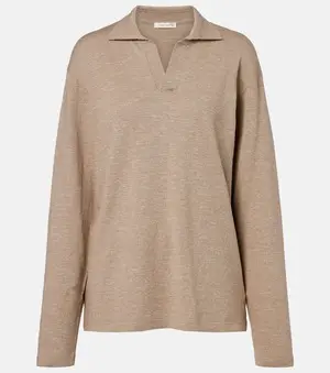 THE ROW Niosa Polo Sweater In Cotton And Linen - Beige