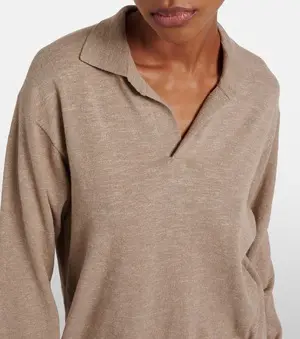 THE ROW Niosa Polo Sweater In Cotton And Linen - Beige