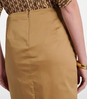 Max Mara Cotton-blend Satin Midi Skirt In Deserto - Beige