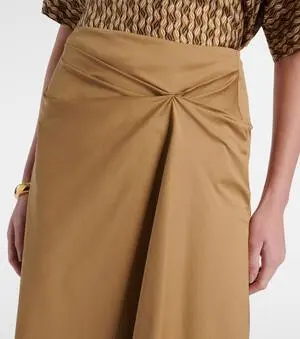 Max Mara Cotton-blend Satin Midi Skirt In Deserto - Beige