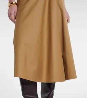 Max Mara Cotton-blend Satin Midi Skirt In Deserto - Beige