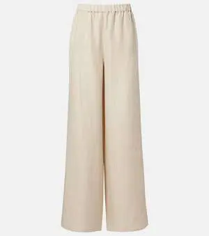 Max Mara Linen And Silk Wide-leg Trousers - Beige