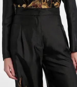 Max Mara Silk Printed High-rise Wide-leg Trousers