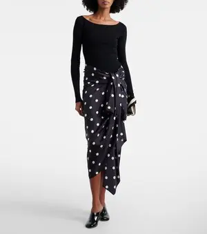 Sportmax Polka-dot Silk Satin Wrap Skirt