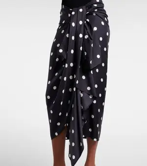 Sportmax Polka-dot Silk Satin Wrap Skirt
