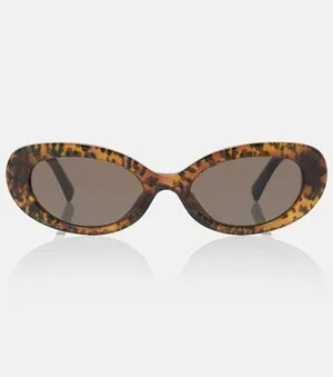 Dolce & Gabbana Oval Sunglasses With Gold Tone Embellishment
