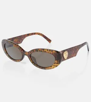 Dolce & Gabbana Oval Sunglasses With Gold Tone Embellishment