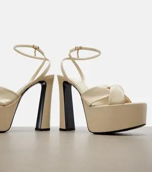 Saint Laurent Franciane" Leather Platform Sandals - Beige