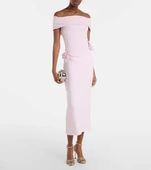 Roland Mouret Floral-applique Jersey Midi Dress