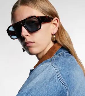 Versace Rectangular Sunglasses With Light Blue Lenses
