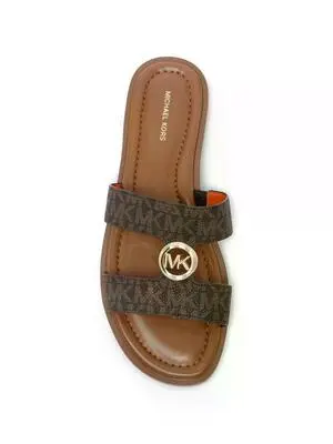 Michael Kors All-over Logo Buckle Flat Sandals - Brown