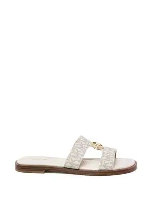 Michael Kors All-over Logo Buckle Slide Sandals - Neutrals