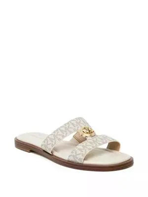 Michael Kors All-over Logo Buckle Slide Sandals - Neutrals