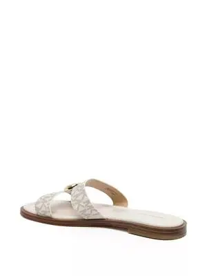 Michael Kors All-over Logo Buckle Slide Sandals - Neutrals