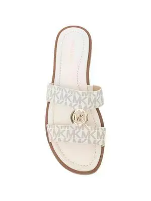 Michael Kors All-over Logo Buckle Slide Sandals - Neutrals