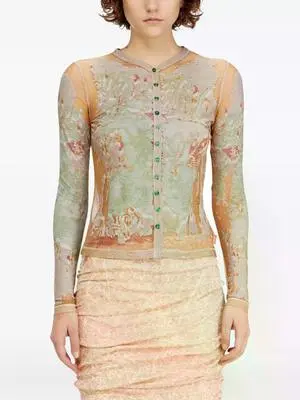 DIESEL® Printed Devoré Jersey Cardigan Top