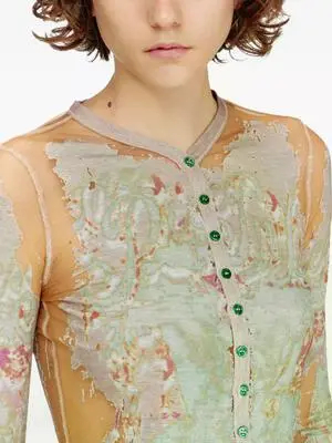 DIESEL® Printed Devoré Jersey Cardigan Top