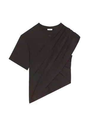 COURREGES Asymmetric Draped T-shirt - Brown