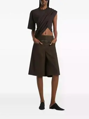 COURREGES Asymmetric Draped T-shirt - Brown