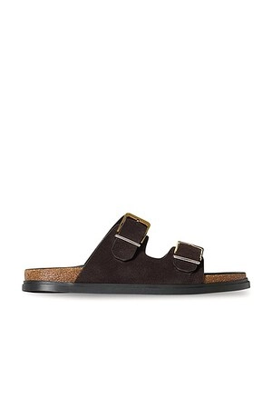 THE ROW Buckle Slide Sandals - Coffee