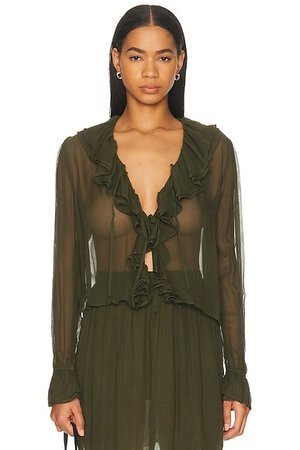 BODE Flounce Blouse - Olive