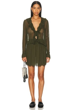 BODE Flounce Blouse - Olive