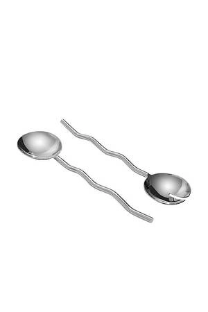 FAZEEK Wave Salad Servers Set Of 2 - Silver