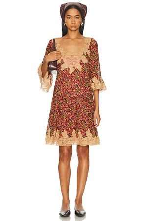 BODE Confetti Floral Lace Trim Dress - Multi