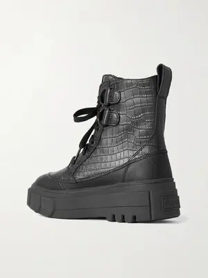 Sorel Caribou Croc-effect And Smooth Leather Ankle Boots