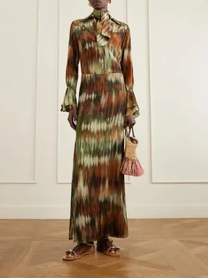 Johanna Ortiz Cabalgando Scarf-detailed Silk Crepe De Chine Shirt - Multi
