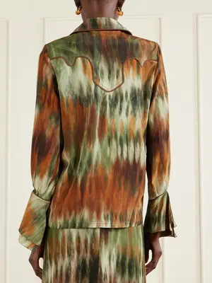 Johanna Ortiz Cabalgando Scarf-detailed Silk Crepe De Chine Shirt - Multi