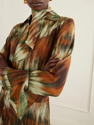 Johanna Ortiz Cabalgando Scarf-detailed Silk Crepe De Chine Shirt - Multi