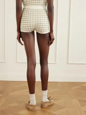 THE ELDER STATESMAN Checked Cashmere Shorts