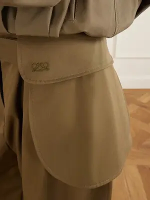 Loewe Belted Pleated Cotton And Silk-blend Wide-leg Trousers