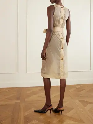 Saint Laurent Belted Shell Midi Dress - Neutrals