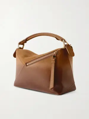 Loewe Puzzle Edge Small Patent-nubuck Shoulder Bag - Brown