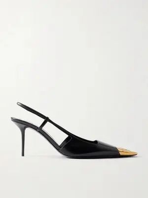 Saint Laurent Jeanne Embellished Leather Slingback Pumps - Black