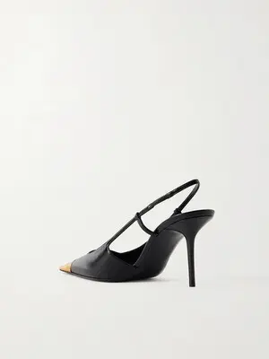 Saint Laurent Jeanne Embellished Leather Slingback Pumps - Black
