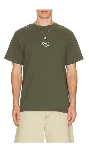 RHYTHM Heavy Vintage Embroidered T-shirt - Olive