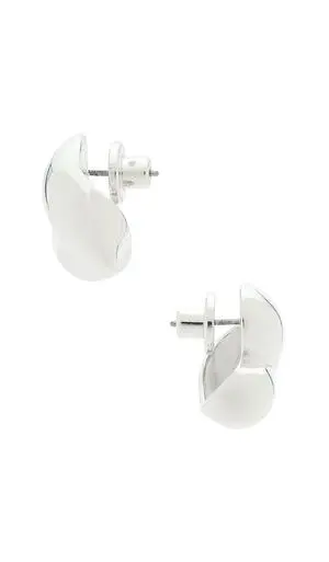 Jenny Bird Art Heart Button Earrings - Metallic Silver