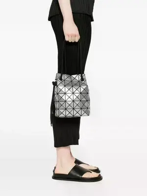 Issey Miyake Geometric Print Drawstring Tote Bag - Silver