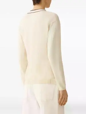 Fabiana Filippi V-neck Long-sleeve Sweater With Contrast Trim - Neutrals