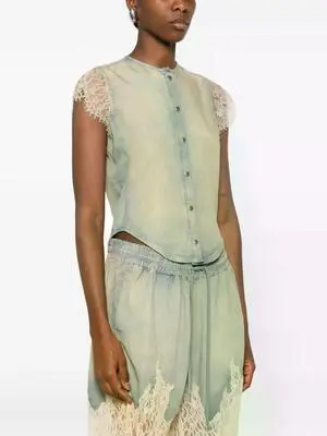 DIESEL® Lace Panelled Button Shirt - Blue